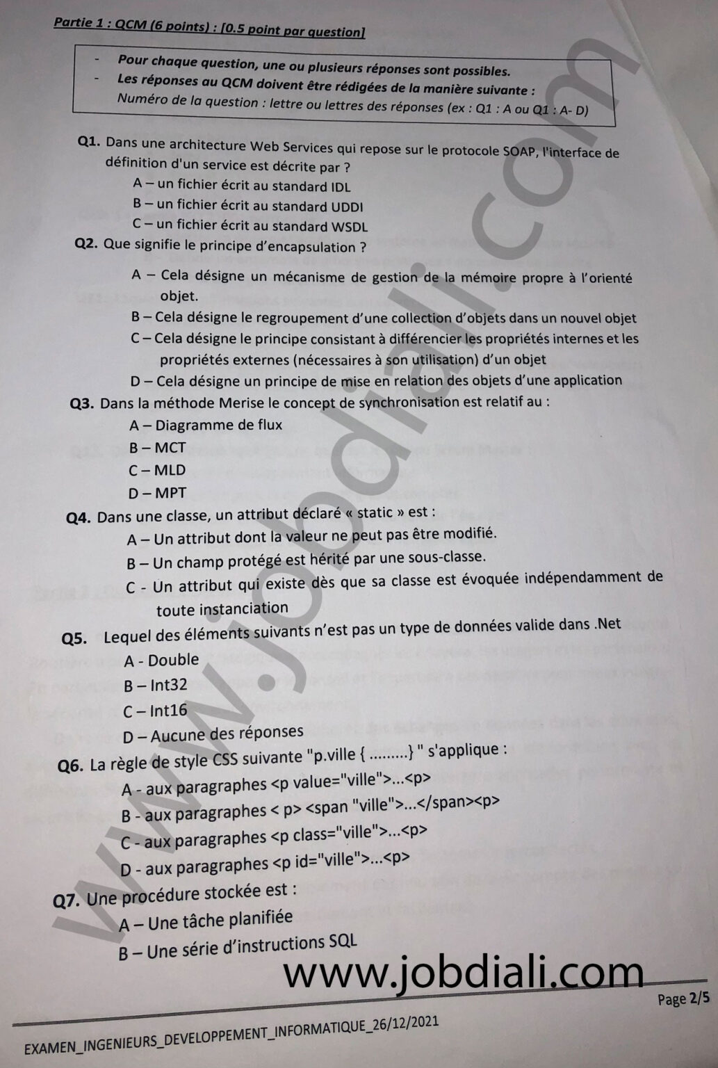 Exemple Concours de Recrutement d’Ingénieurs d’Etat 1er grade ...