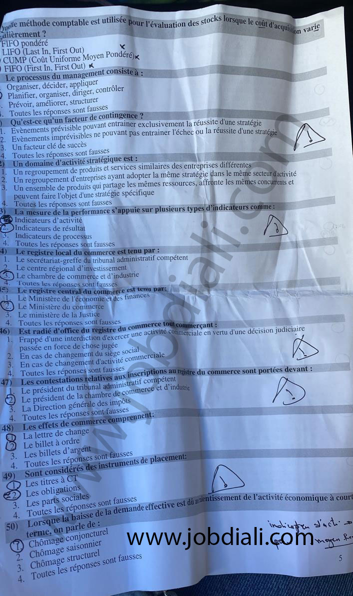 Exemple Concours de Recrutement des Délégués Judiciaires 2ème grade ...